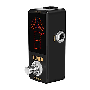 Vivlex Chromatic Tuner Pedal HD LED Display Mini Tuning Pedal for Guitar and Bass High Precision Full Metal Shell with True Bypass