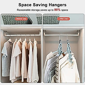 Space Saving Hangers Upgraded - 5 Pack Adjustable 6 to 9 Holes Magic Clothing Hangers, Sturdy Metal Closet Organizers and Storage Hangers Space Saving for Heavy Clothes, College Dorm Room Essentials