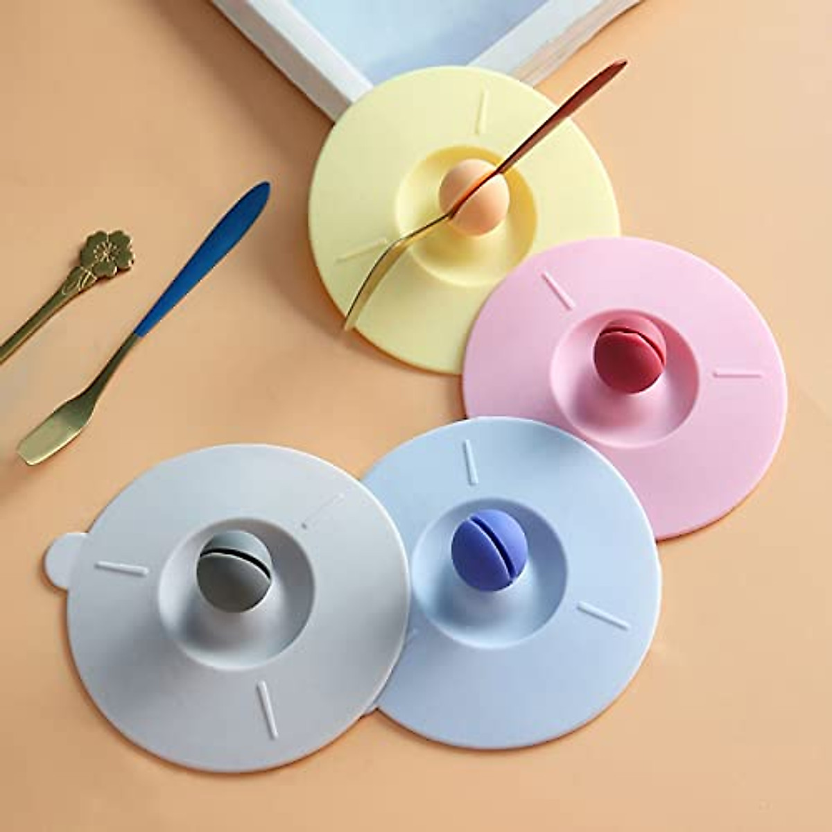 Yiser Cute Antidust Silicone Glass Cup Cover Coffee Mug Suction Seal Lid Cap Food Grade Silicone Cup Lids Silicone Cover Lids Food Grade Silicone Leakproof Sealed Cover Camp Mugs (Grey, One Size)