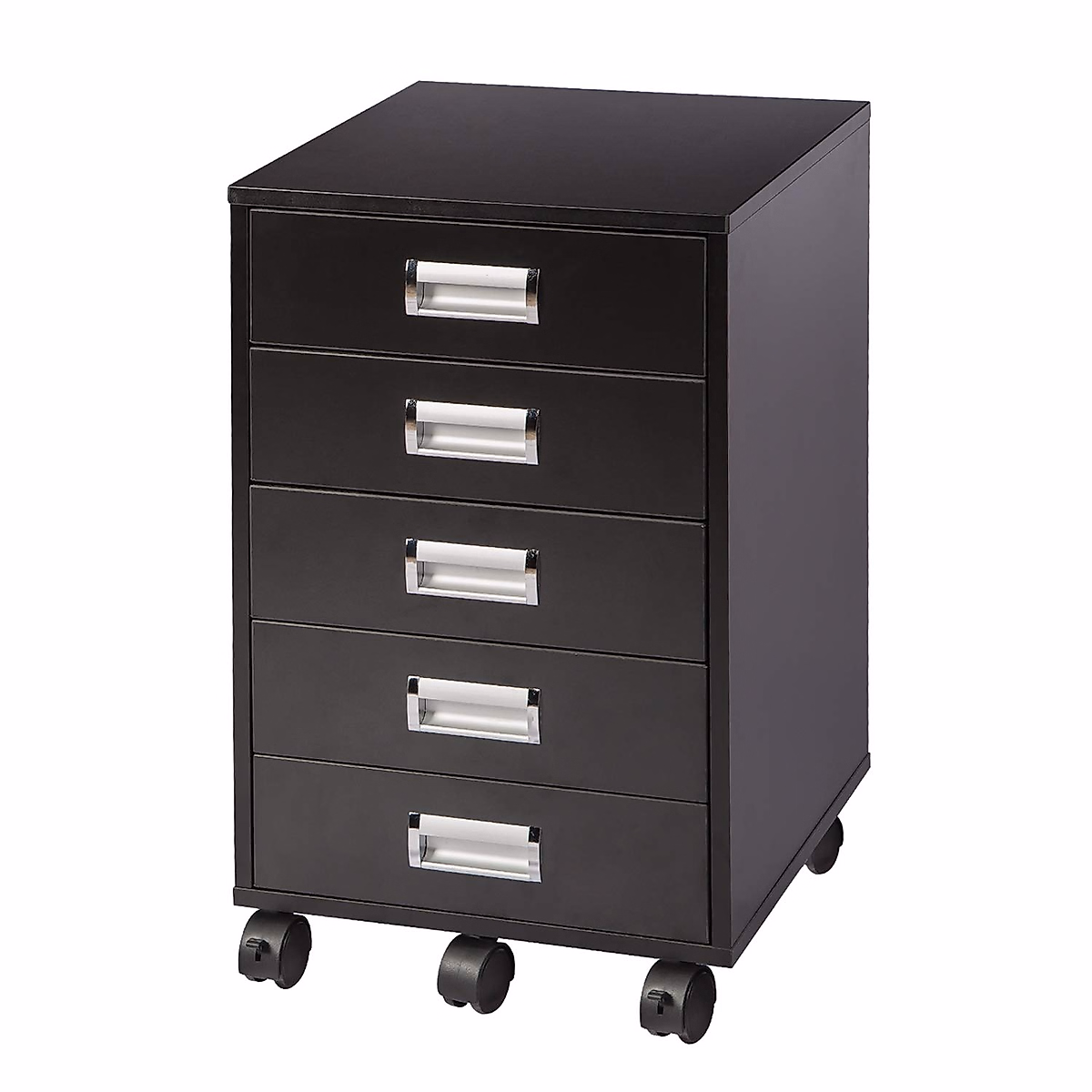 TOPSKY 5 Drawer Mobile Cabinet Fully Assembled Except Casters Built-in Handle (Black)