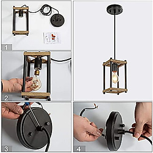 KSANA Pendant Lighting for Kitchen Island, Faux-Wood Pendant Light, Farmhouse Lighting for Dining, Foyer, Entry, Living Room