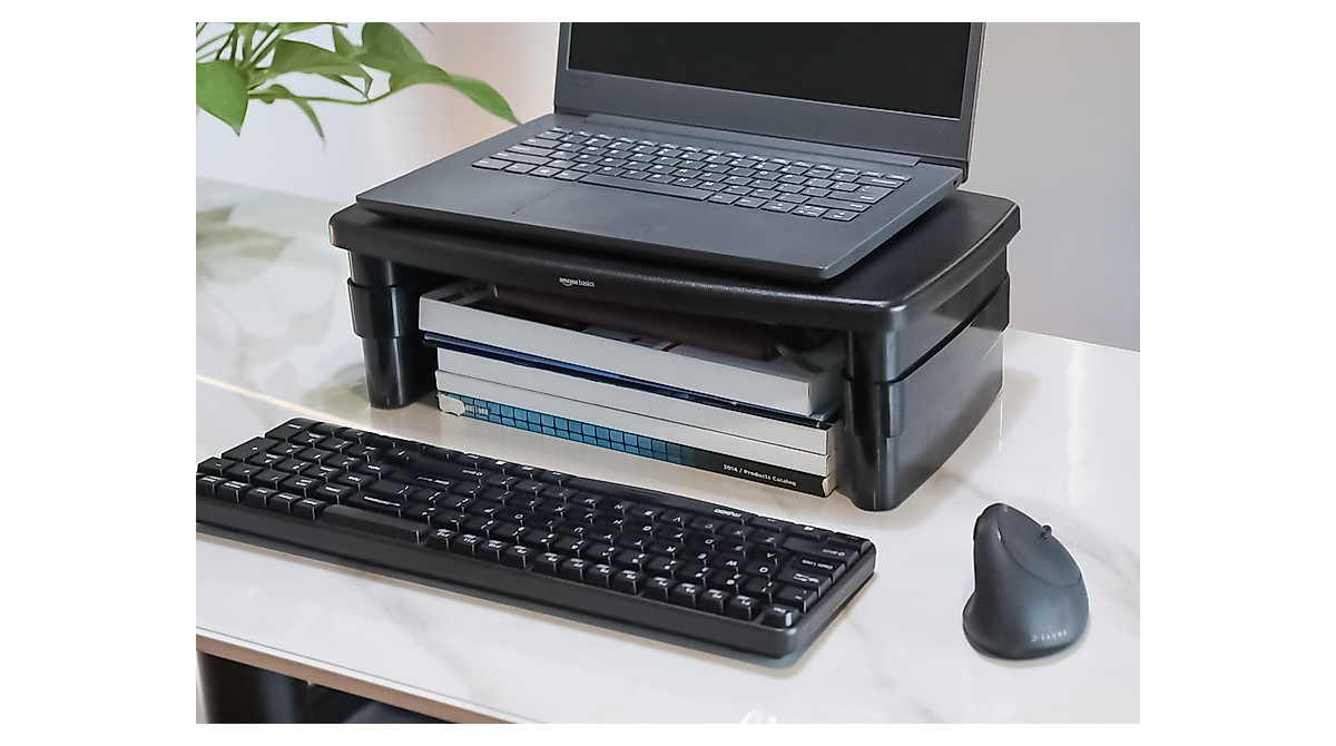 Amazon Basics Adjustable Monitor Riser for Ergonomic Workspace