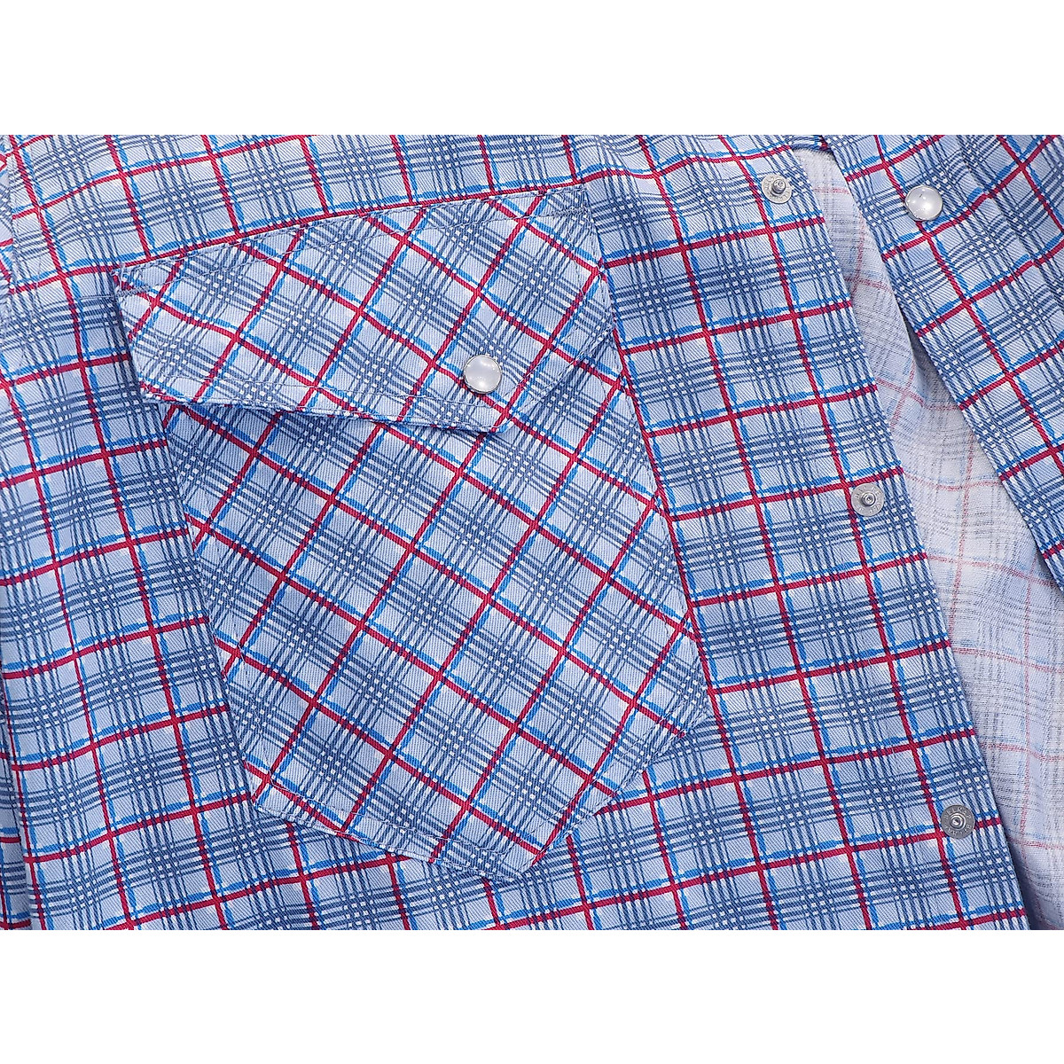TICOMELA FR Shirt for Men Flame Resistant Shirts 6.5oz Light Weight Blue/Red Plaid Men's Fire Retardant Snap Shirts