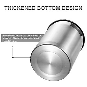 STANFORD Stainless Steel Utensil Holder, 5inch Wide 6.6inch Tall Metal Utensil Holder with Heavy Base, Stable Utensil Crock for Countertop, Silver