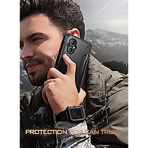 Poetic Revolution Series Case for OnePlus Nord N20 5G, [6FT Mil-Grade Drop Tested], Full-Body Rugged Dual-Layer Shockproof Protective Cover with Kickstand and Built-in-Screen Protector, Black