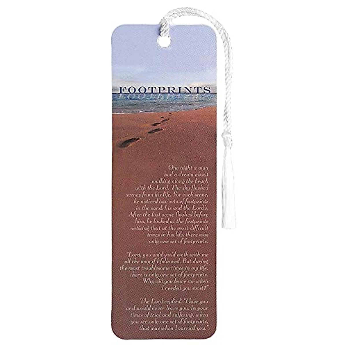 Footprints Poem Sandy Beach 2 x 6 Cardstock Tassel Bookmark, Pack of 12