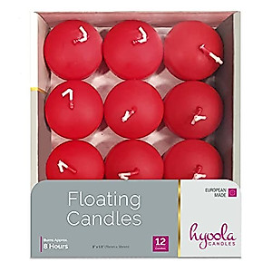 HYOOLA Premium Red Floating Candles 3 Inch - 8 Hour - 12 Pack - European Made