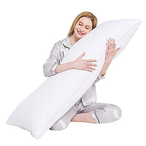 YUGYVOB Cooling Body Pillow for Adults- Satin Stripe Full Body Pillow Long Pillow Insert, Pregnancy Pillows for Sleeping, Fluffy & Firm, 20x54 Inch