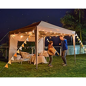 Quictent Privacy 8'x8' Pop up Canopy Tent Enclosed Instant Gazebo Shelter with Sidewalls and Mesh Windows Waterproof (Beige)