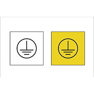Ground Symbol Sticker 1" x 1" Double Glue Decal Screen Printed in a roll of 100 (Yellow)