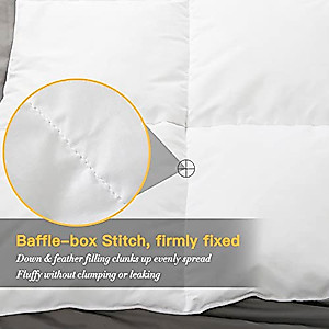 Airensky Goose Down Comforter King Size - White Duvet Insert - Breathable Goose Down & Feather 60oz Filling - Extra Fluffy Thick Cloud Hotel Luxurious Comforters for All Season (106”x90”)