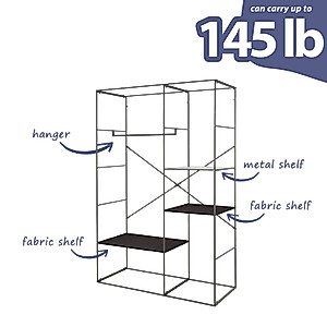 Ambesonne Coffee Portable Fabric Wardrobe, Flavored Roasted Beans Ready for Brew Fresh Drink of Mocha for Robust Breakfast Print, Clothing Organizer and Storage Closet with Shelves, 42.5", Brown