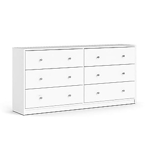 Home Square 2 Piece Modern Wood Dresser and Nightstand Bedroom Set in White