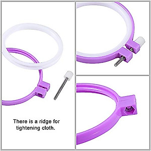 Caydo 6 Pieces Embroidery Hoops and 15 Needles, Plastic Circle Cross Stitch Hoop Ring Embroidery Circle Set, 3.4 inch to 10.4 inch (Multicolor)