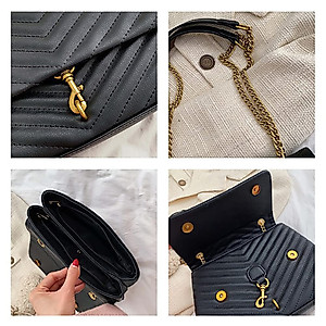 Minimalist Quilted Crossbody Messenger Bag For Women,Chain Flap Bag,PU Leather Shoulder Bag Wallet,Trendy Purses Handbag (Red)