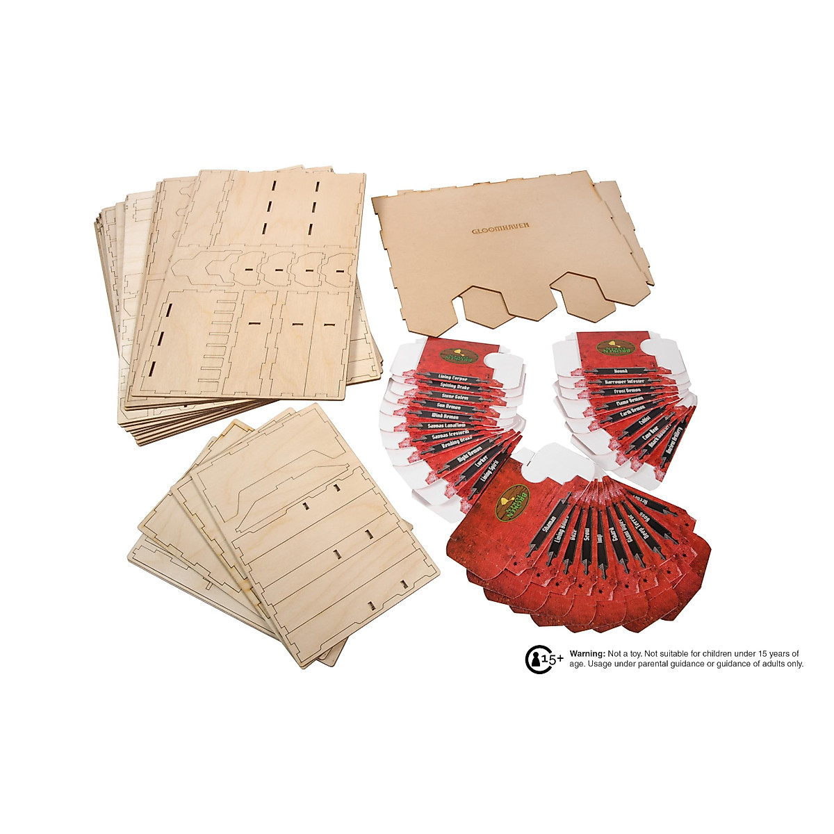 The Broken Token Game Organizer Compatible with Gloomhaven - Wooden Game Organizing Box with Multiple Trays and Dividers