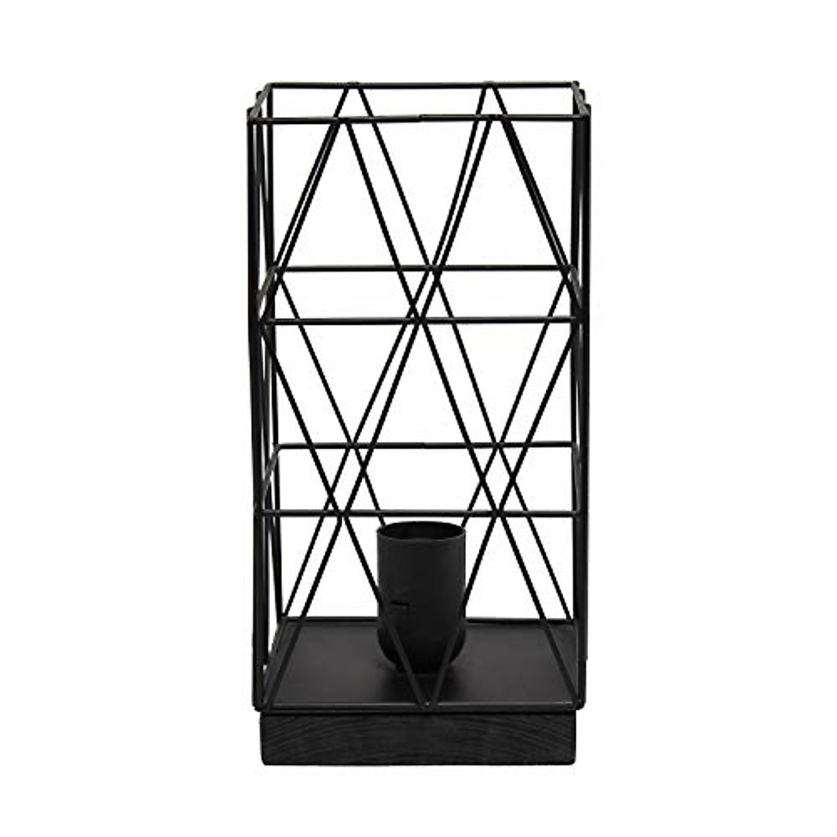Simple Designs LT1073-BLK Geometric Square Metal Table Lamp, Black 5.13 x 5.13 x 10.25