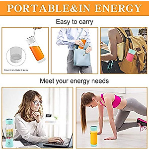 Portable Personal Blender, Household Juicer fruit shake Mixer -Six Blades, BPA Free 480ml Baby cooking machine with USB Charger Cable (blue)
