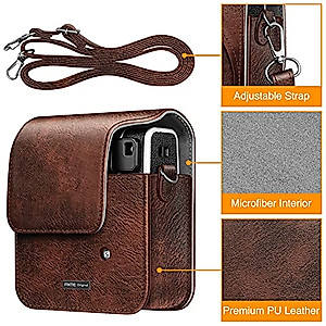 Fintie Protective Case for Fujifilm Instax Mini 40 Instant Camera - Premium Vegan Leather Bag Cover with Removable Adjustable Strap, Vintage Brown