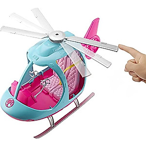 Barbie Helicopter with Spinning Rotors, Pink and Blue 2-Seater Design with Seatbelts and Pilot "Controls" (Amazon Exclusive)