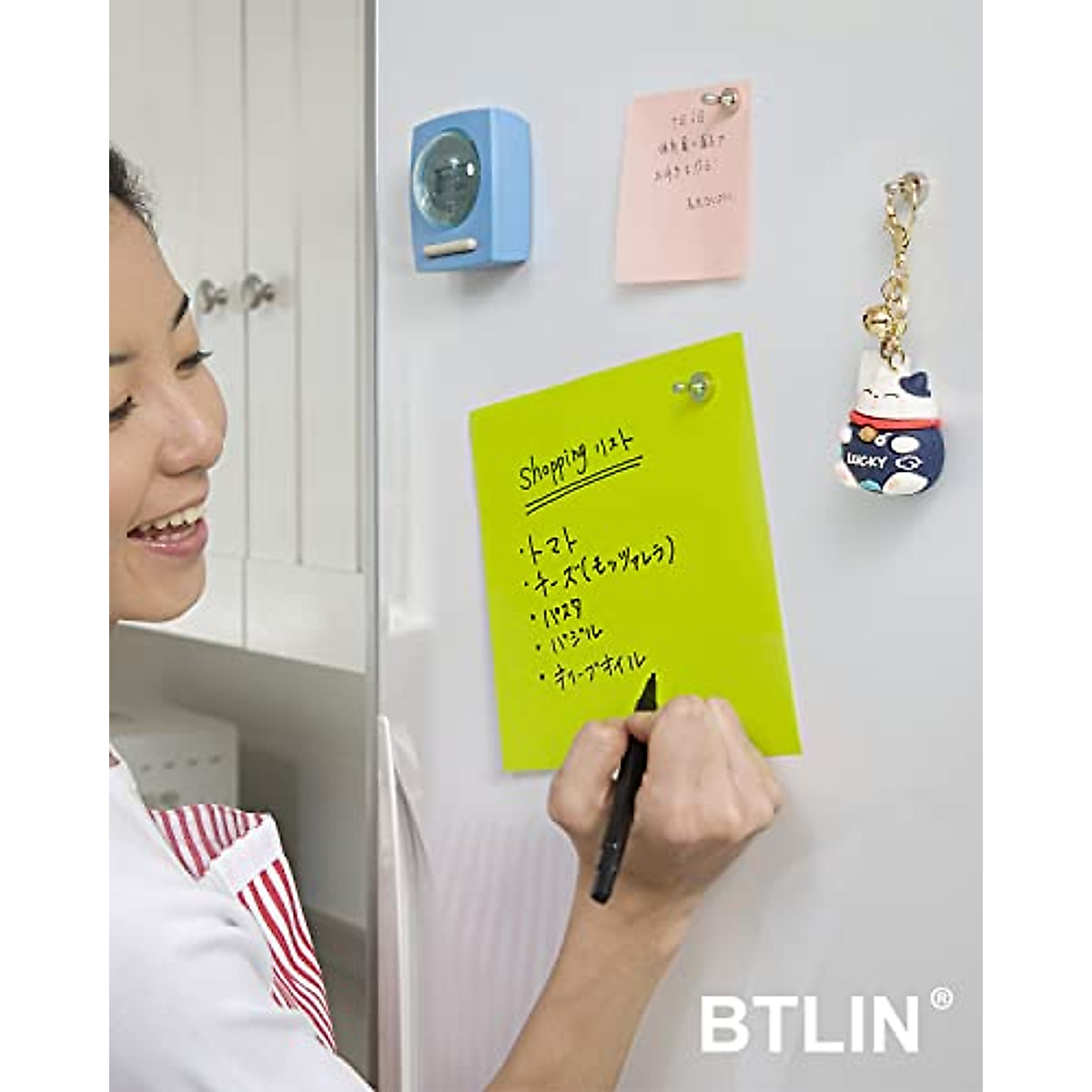 BTLIN Fridge Magnets Extra Strong, Large Heavy Duty Magnetic Push Pins for Kitchen Refrigerator Metal Bulletin Board Whiteboard Office 12Pack 15x18mm