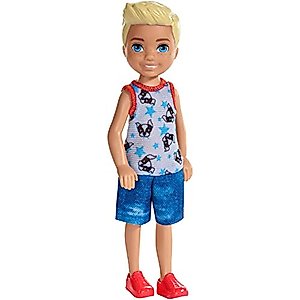 ​Barbie Club Chelsea Doll, 6-Inch Blonde Boy Doll Wearing Puppy-Themed Romper, for 3 to 7 Year Olds