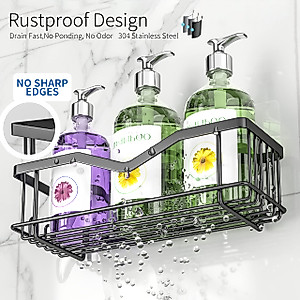 BABYLION1 Black Shower Caddy – 2 Pack, Bathroom Shower Organizer – Rustproof 304 Stainless Steel, Wall Mounted Adhesive Bathroom Shelf for Inside Shower