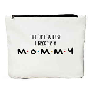 JIUWEIHU Pregnancy Gifts for First Time Moms, Pregnancy Announcement, New Mom Gifts for Women, Gift Idea for First Time Mom, Mommy, Baby Shower Gifts, Mom to Be Makeup Bag-Become a Mommy