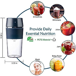 MXJCC Portable Blender, Personal Blender with Rechargeable USB, Blender Cup BPA Free, Small Blender Protein Shake for home and outdoor. (Color : White)