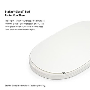 Stokke Sleepi Protection Sheet, White - Protects Mattress Against Accidents & Spills - Compatible with The Oval Sleepi Mattress - Exterior Made of Breathable 3D Mesh - Machine Washable