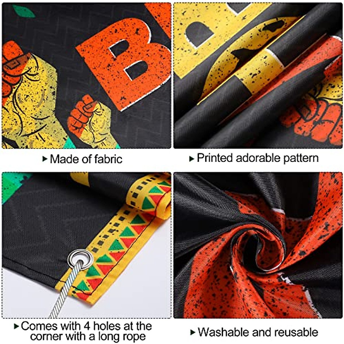 38 Pieces Black History Month Banner Balloons Decorations Set,Large Fabric African American Fence Yard Garage Banner with 36 Pieces Balloons for Black History Month National Holiday Party Decorations