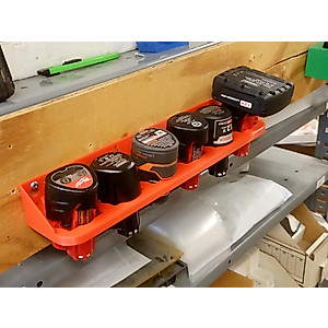 Made by Mitchell M12 Battery Holder for Milwaukee Makita Bosch RIDGID Mount Wall Rack 12V 6 Slot BAT414 BL1014 USA PN M12x6-Mrack