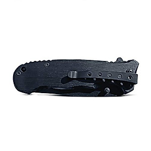 Krezy Case Engraved Black Pocket Knife, Customized Knife For Men, Hunting Knife, Personalized Engraved Pocket Knife With Wooden Box, Folding Knife With Pocket Clip