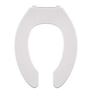 Centoco 550STSCC-001 Elongated Plastic Toilet Seat, Open Front No Cover, Stainless Steel Hinges, Regular Duty Commercial Use, White