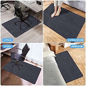 JOENIE Office Chair Mat for Hardwood & Tile Floor, 47"x35" Computer Desk Chair Floor Mat, Easy Glide Low-Pile Rug, Large Anti-Slip Multi-Purpose Floor Protector for Work, Home, Gaming (Dark Gray)