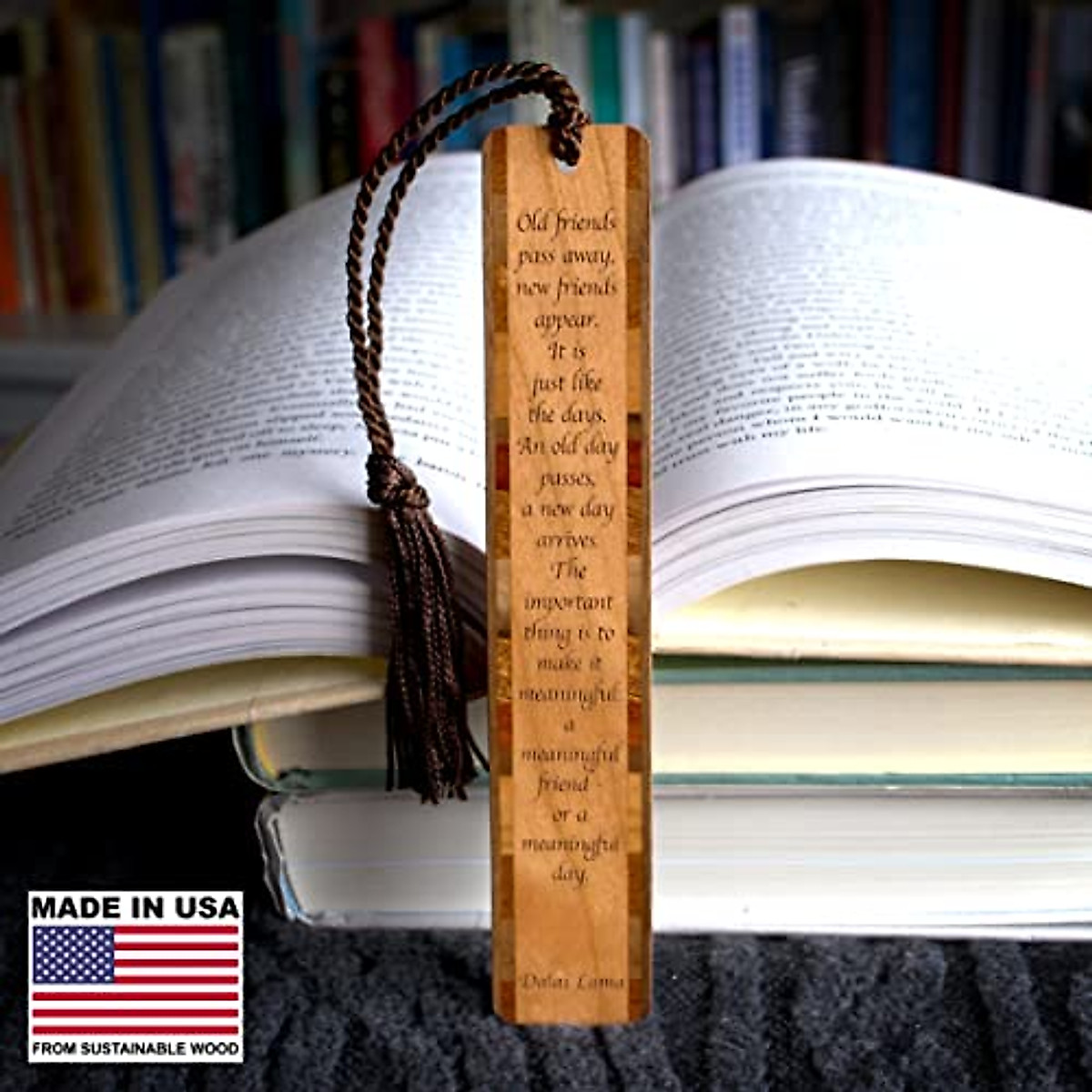 Dalai Lama Tibetan Spiritual Leader Quote Engraved Wooden Bookmark - Also Available with Personalization - Made in USA