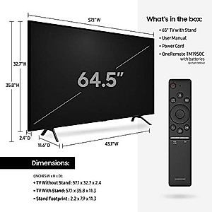 Samsung Q70 Series 65-Inch Smart TV, Flat QLED 4K UHD HDR - 2019 Model