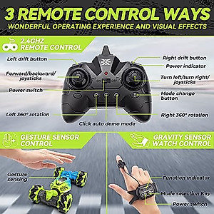 Dysaim Gesture RC Car Hand Controlled Stunt Car for 6-12 yr Boys Girls, 4WD 2.4GHz Remote Control Gesture Sensor Toy Cars Drift Twist Car Offroad with Light Music for Ages 8-13 Kids Birthday Gift