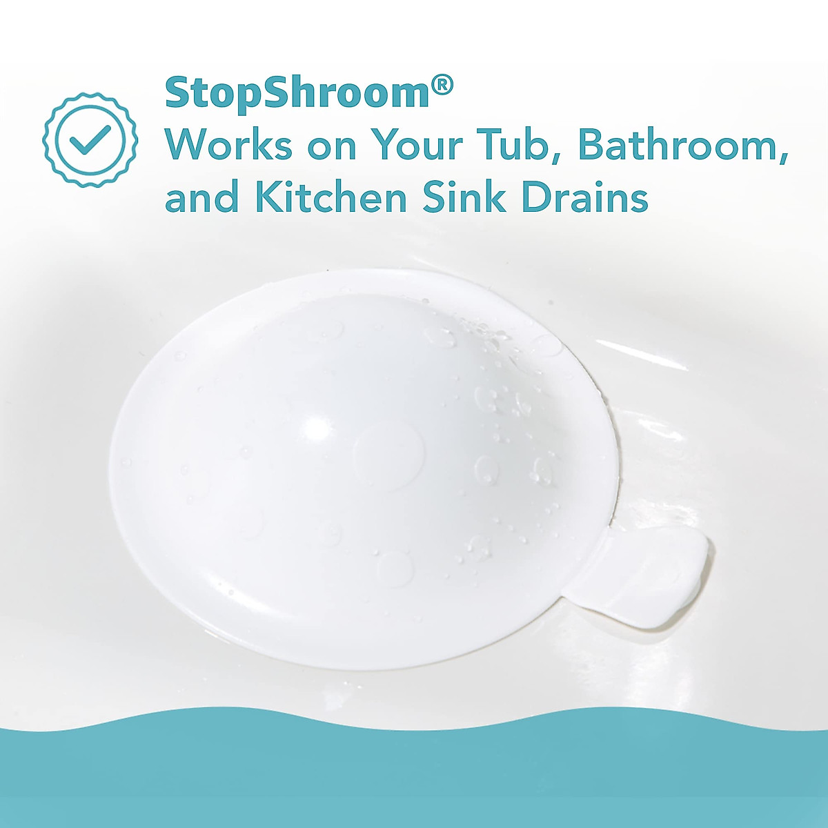StopShroom The Ultimate Universal Drain Stopper Plug for Bathtub, Bathroom, and Kitchen Sink Drains (White)