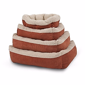 Petmate Aspen Pet Self Warming Round Bed, 19.5 Inches, Barn Red and Cream
