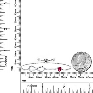 Gem Stone King 925 Sterling Silver Heart Shape 6MM Gemstone Birthstone and White Moissanite Infinity Tennis Bracelet For Women Fully Adjustable Up to 9 Inch