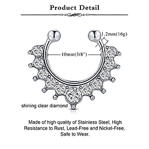 AVYRING Fake Nose Ring Hoop Faux Nose Septum Ring Non-Pierced Clip On Nostril Piercing Rings Jewelry Silver Gold