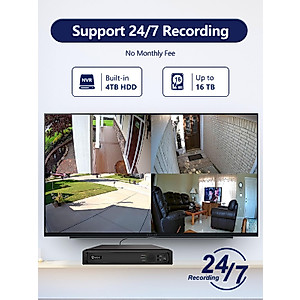 【Audio】Anpviz 16CH 4K 8MP IP PoE Security Camera System 4TB,16CH 4K H.265+ NVR & 16pcs Dome 8MP IP PoE Cameras, 98ft Night Vision,Wide Angle,24/7 Recording,Outdoor Indoor Waterproof IP67 SD Card Slot