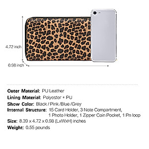 CLUCI Wallet Women Large Capacity Leather Designer Zipper Around Card Ladies Phone Clutch Wristlet Billfolds Leopard