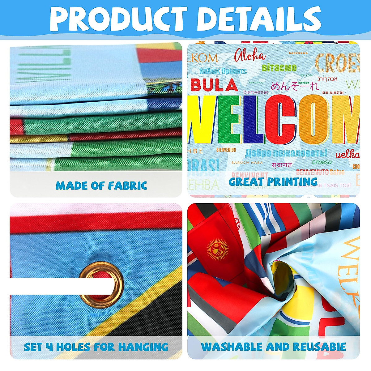 World Flags Backdrop 6x3.6ft International Welcome Backdrop Country Flags Banner Backdrop International Flag Background International Sports Events Party Decoration School Classroom Wallpaper