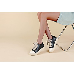 IMPREMEY Women's Low top Sneakers Fashion Thick Strap Leather Walking Shoes.