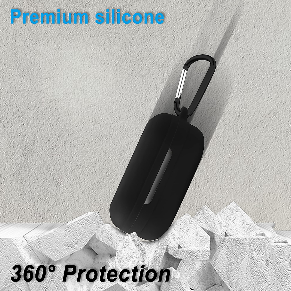 Geiomoo Silicone Carrying Case Compatible with TOZO NC9, Portable Scratch Shock Resistant Cover with Carabiner (Black)