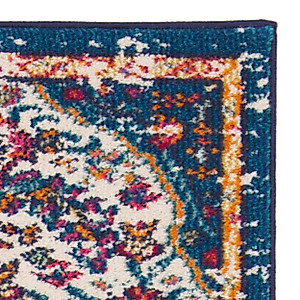 SAFAVIEH Madison Collection Runner Rug - 2'2" x 12', Ivory & Orange, Boho Chic Medallion Distressed Design, Non-Shedding & Easy Care, Ideal for High Traffic Areas in Living Room, Bedroom (MAD447A)