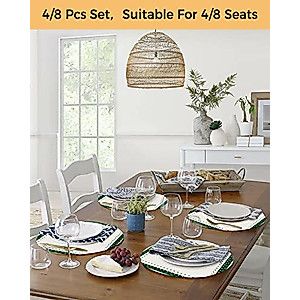 15" Round Braided Placemats Set of 2 St. Patrick Clover Shamrocks Classic Stylish Woven Place Mats Table Mats Set-Thick Heat Resistant Kitchen Trivet Hot Pads Pot Holder for Dining Tables