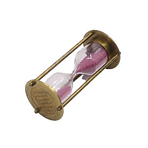 ROORKEE Instruments Nautical Brass Hourglass, Sand Clock, Sand Timer with Thoreau's Go Confidently Poem Carved on Both Sides, Metal Sand Watch with Beautiful Leather Case, Home, Desk, Office Décor.